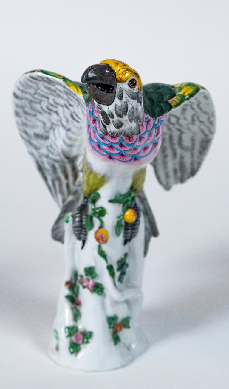 Pair of Vintage European Porcelain Parrots For Sale at 1stDibs