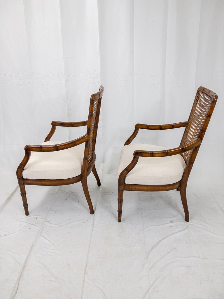 Pair of Vintage Faux Bamboo Chairs For Sale at 1stDibs