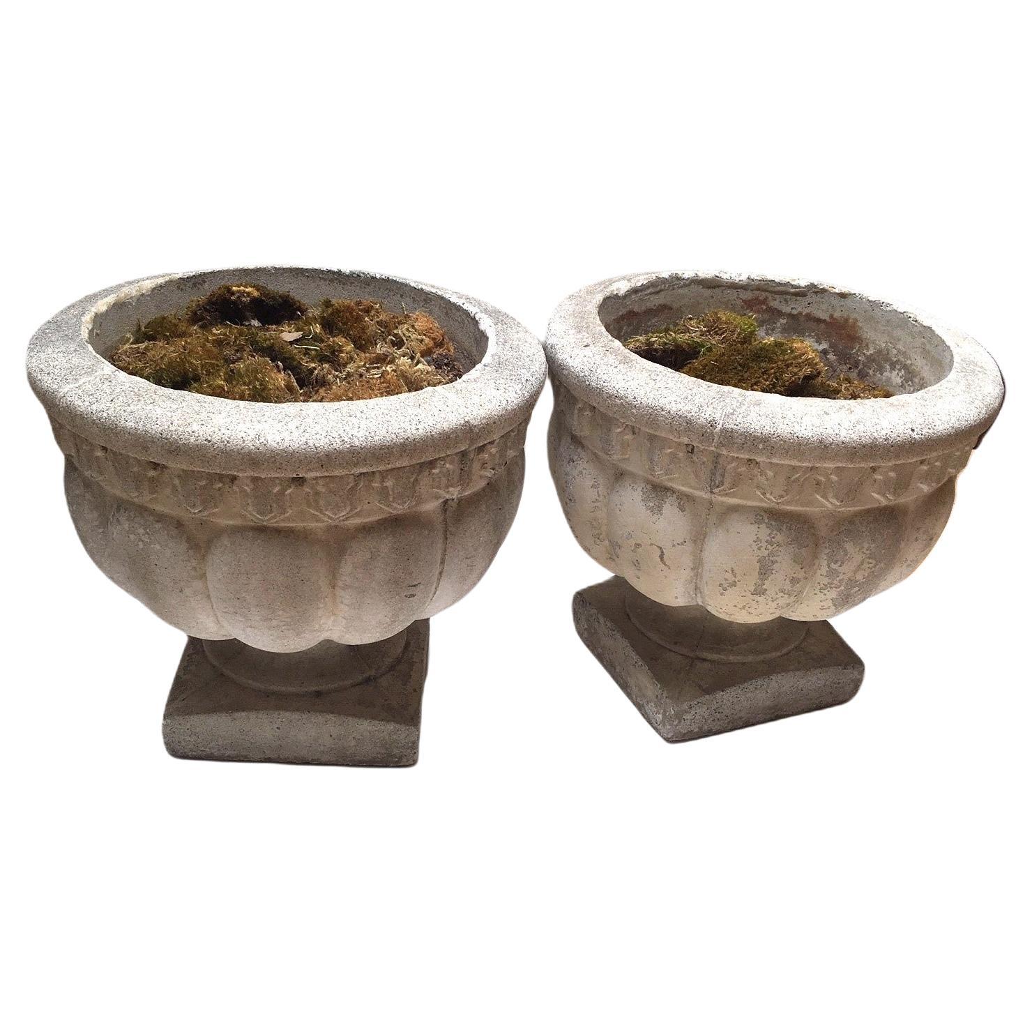 Gothic Stone Garden Urns - Octagonal on Pedestal Base Architectural at ...