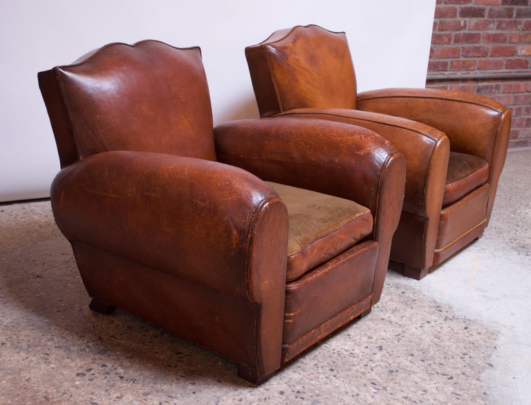 Pair of Vintage French Leather 'Mustache' Club Chairs at 1stDibs ...