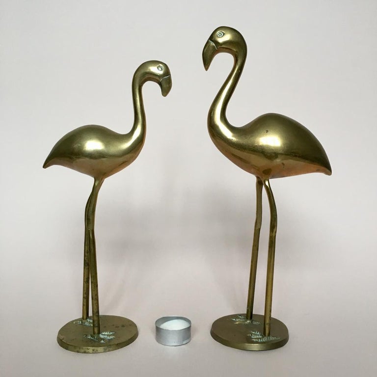 Pair of Vintage German Brass Flamingo, 1970s For Sale at 1stDibs