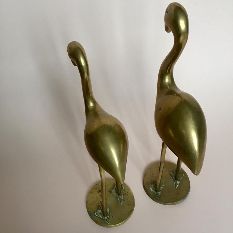 Pair of Vintage German Brass Flamingo, 1970s For Sale at 1stDibs