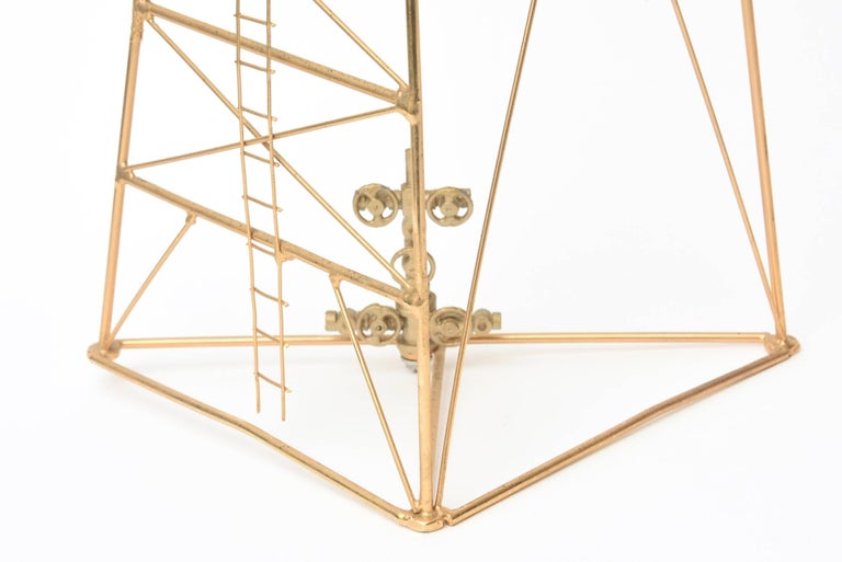 Pair of Gilded Metal Oil Rig Tower Sculptures or Wall Sculptures ...