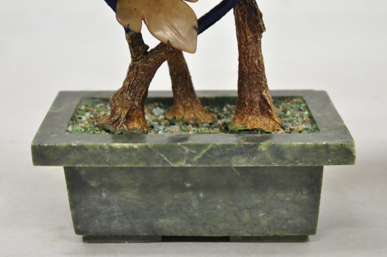 Pair of Vintage Glass and Soapstone Flower Bonsai Tree Centerpiece ...