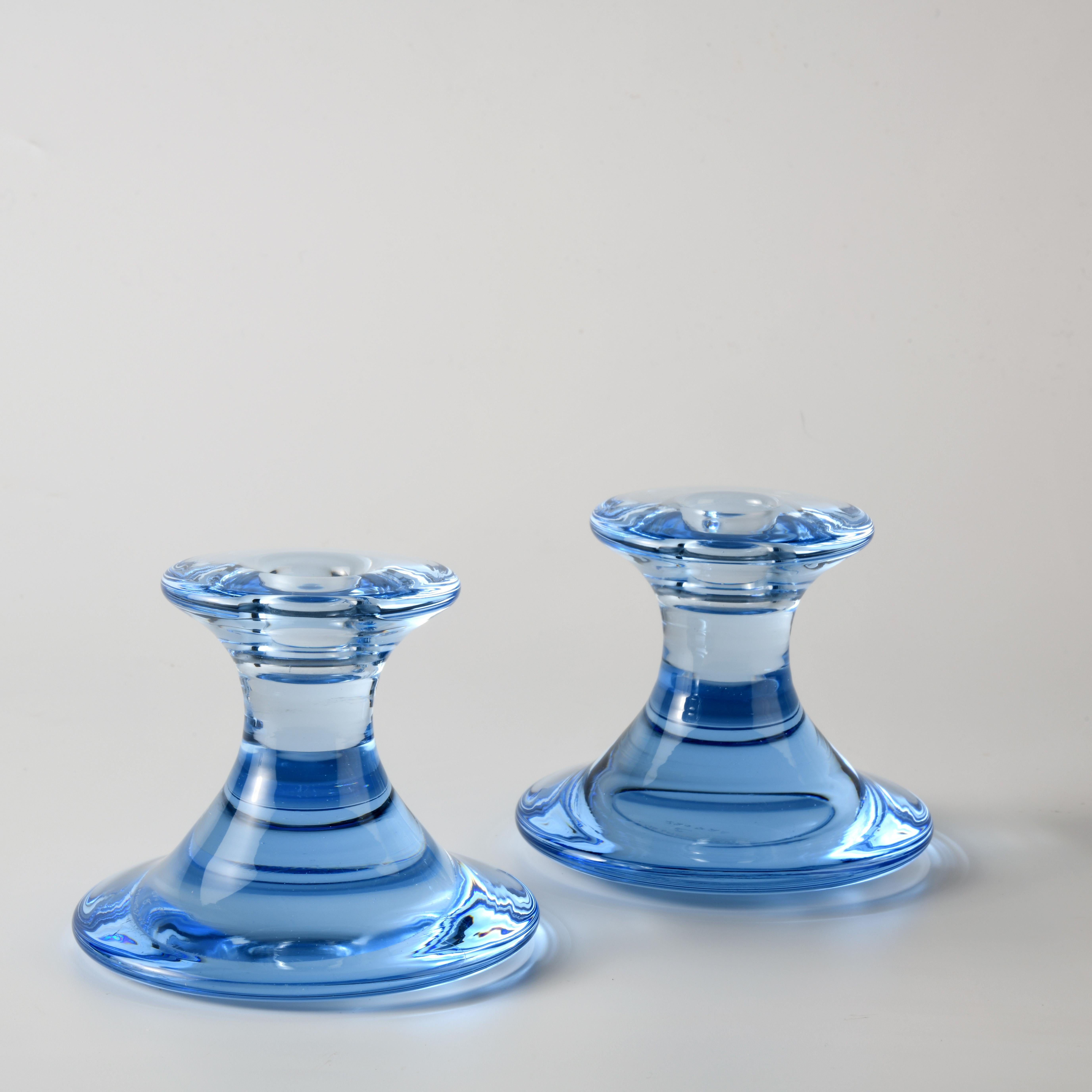 Pair of vintage glass candlesticks by Holmegaard glassware design Per ...