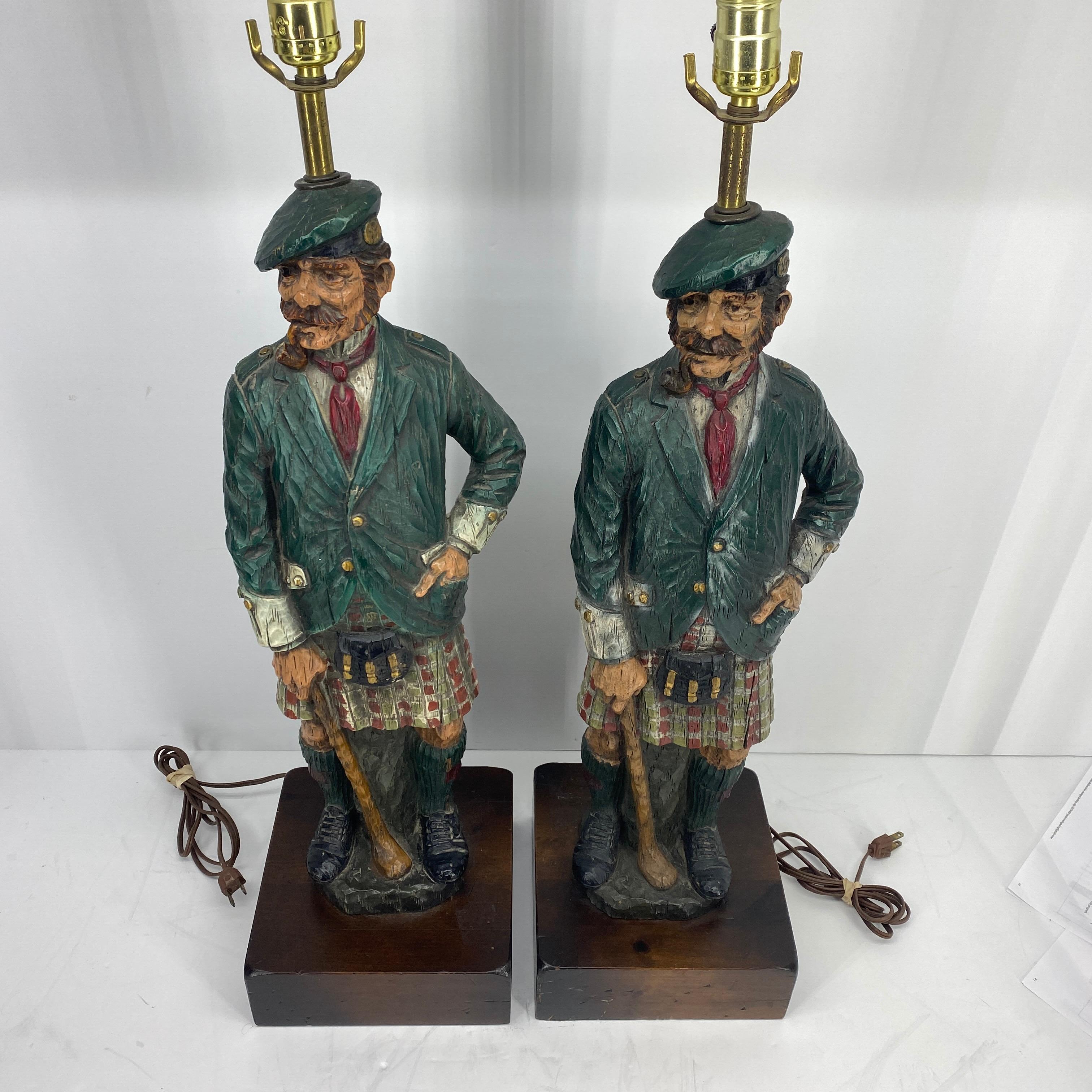 Pair of Vintage Golfers Table Lamps in Full Regalia Golf Dunning, circa ...
