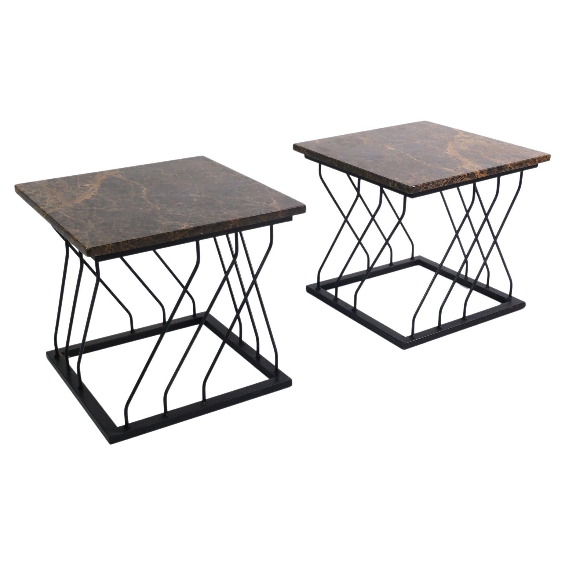 Vintage Contemporary Girder Side Tables - a Pair For Sale at 1stDibs