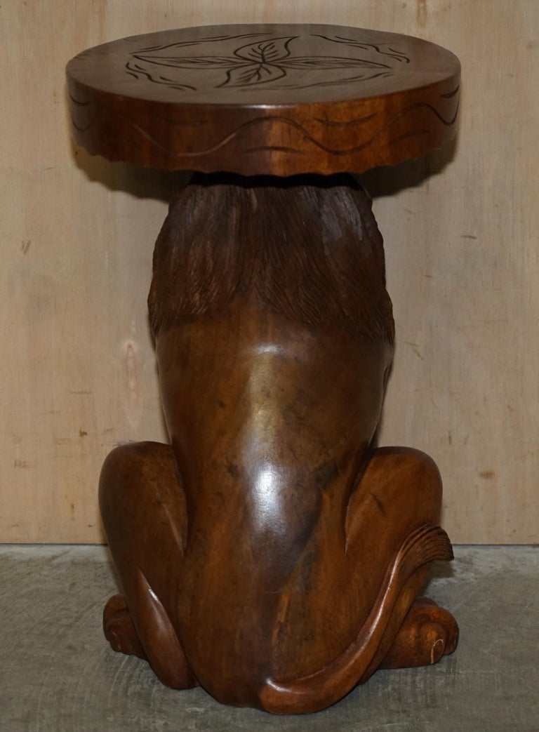 Pair of Vintage Hand Carved Male Lion Stools with Ornate Decoration All ...