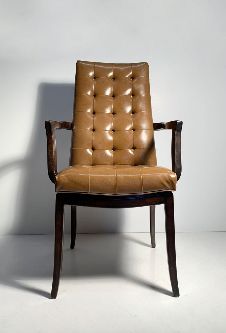 Elegant Pair of Vintage High Back Arm Chairs For Sale at 1stDibs