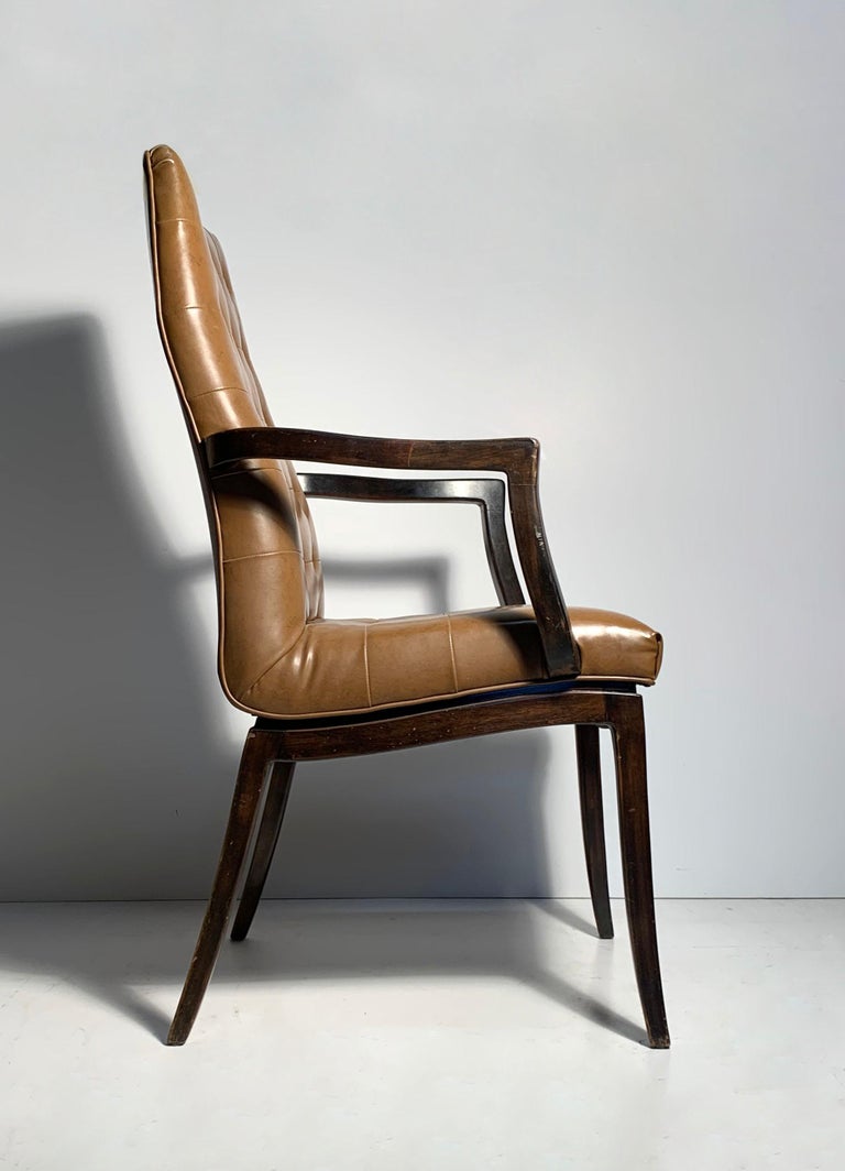 Elegant Pair of Vintage High Back Arm Chairs For Sale at 1stDibs