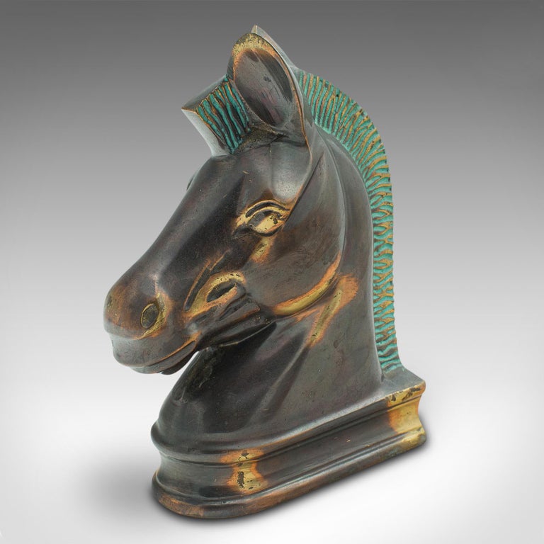 Pair of Vintage Horse Bust Bookends, English, Cast Brass, Decorative ...