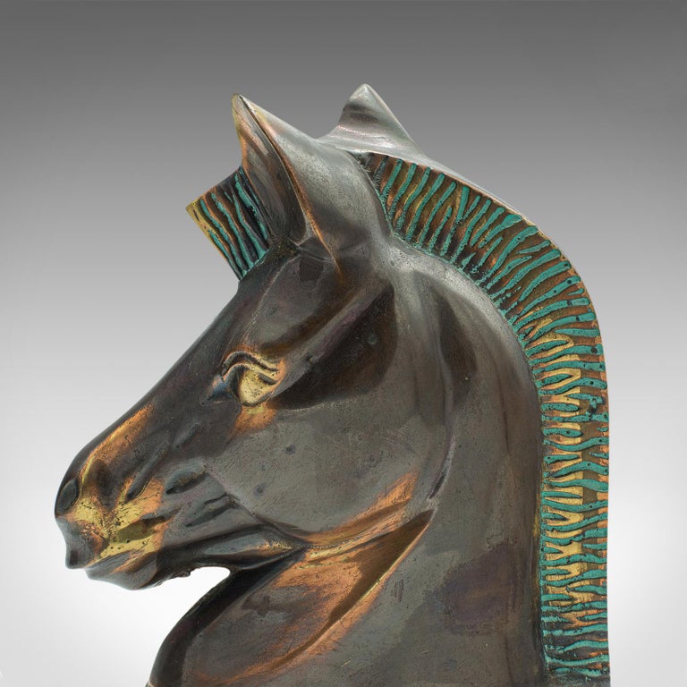 Pair of Vintage Horse Bust Bookends, English, Cast Brass, Decorative ...