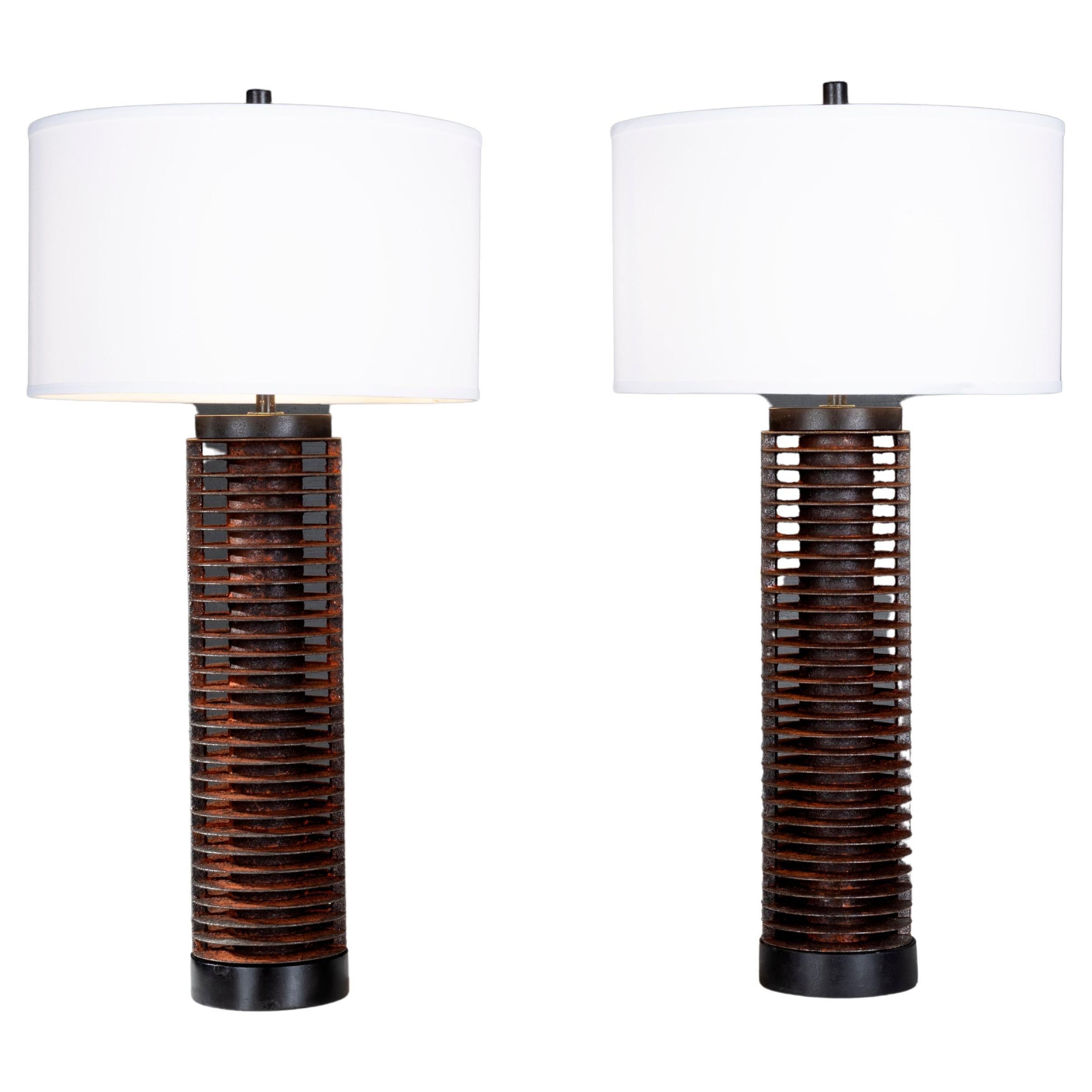 Vintage Industrial Coil Spring Lamp at 1stDibs