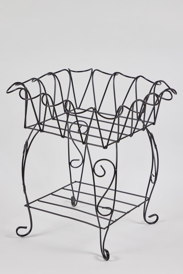 Pair of Vintage Iron Plant Stands with Bottom Shelf at 1stDibs