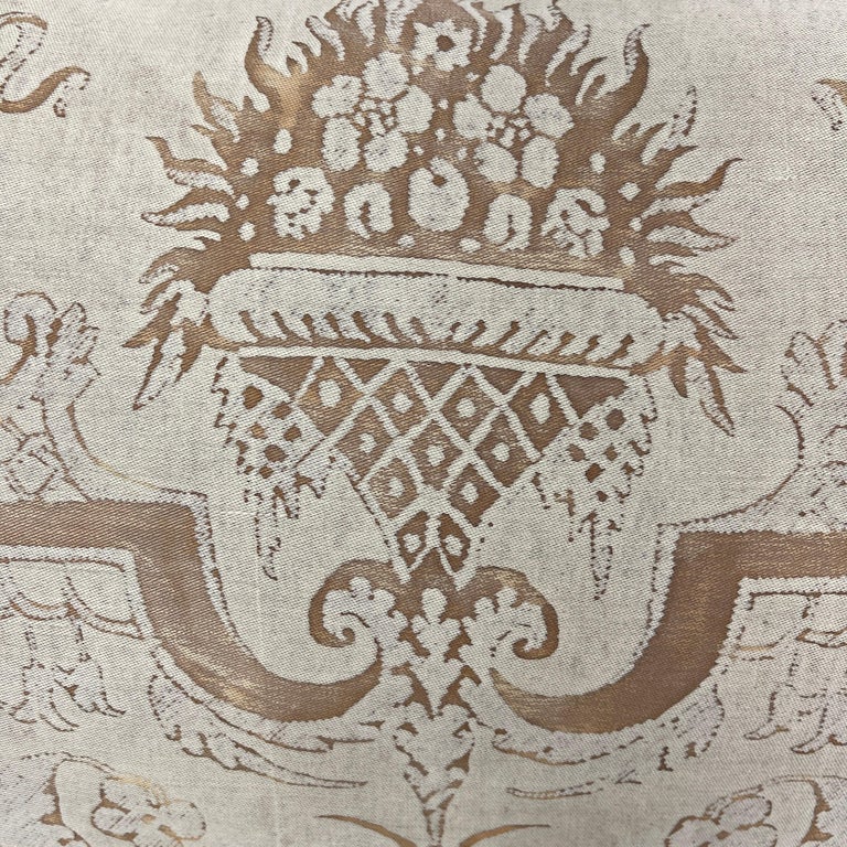 Pair of Vintage Italian Fortuny Fabric Textile Pillows in Royal Gold ...