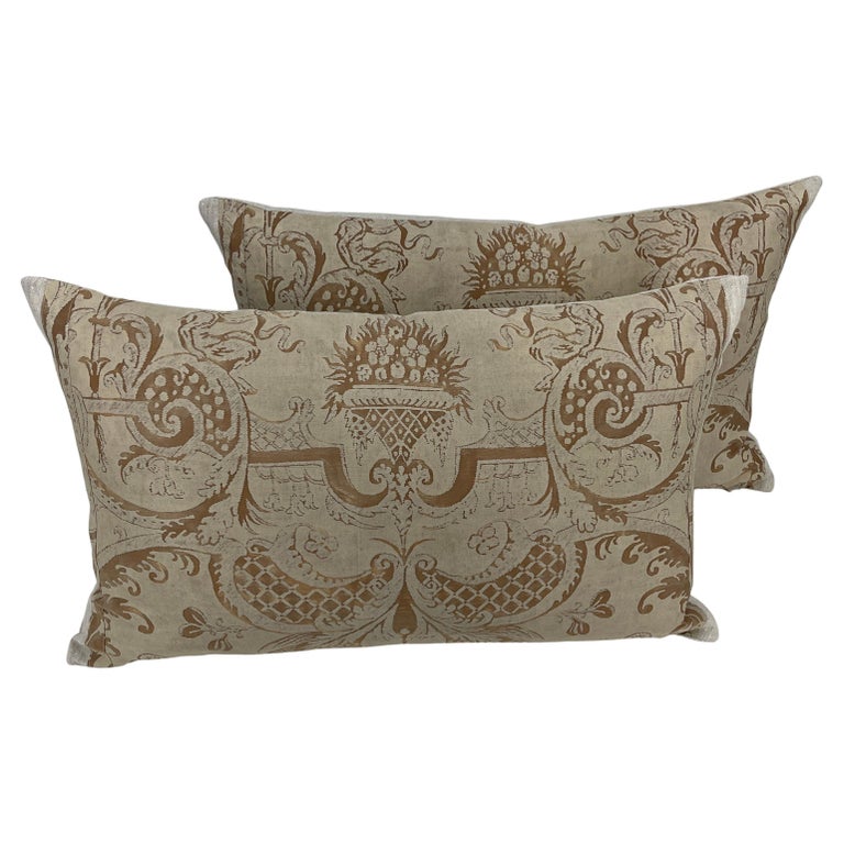 Pair of Vintage Italian Fortuny Fabric Textile Pillows in Royal Gold ...