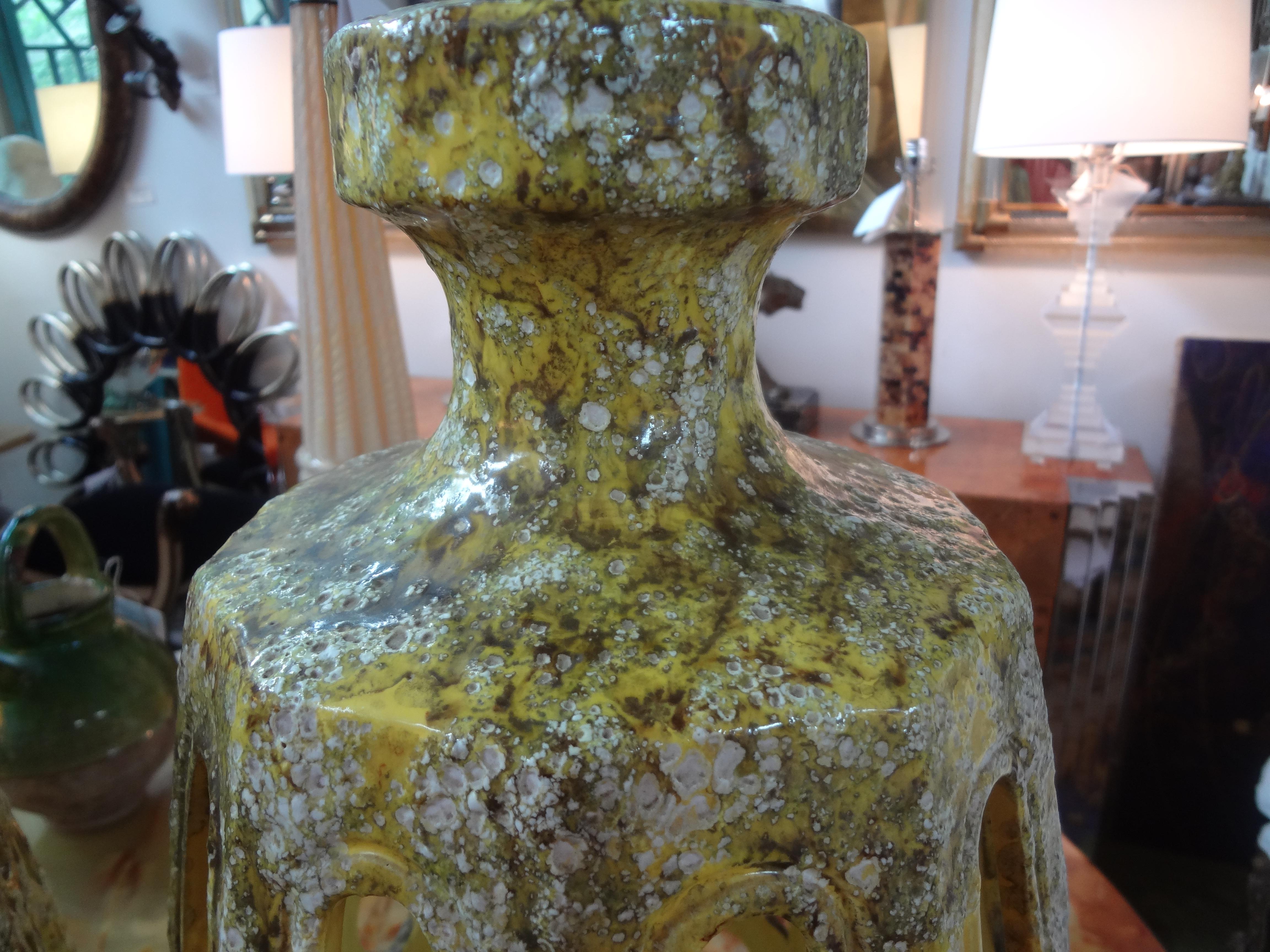 Pair of Vintage Italian Glazed Ceramic Lamps, Marbro Attributed at 1stDibs