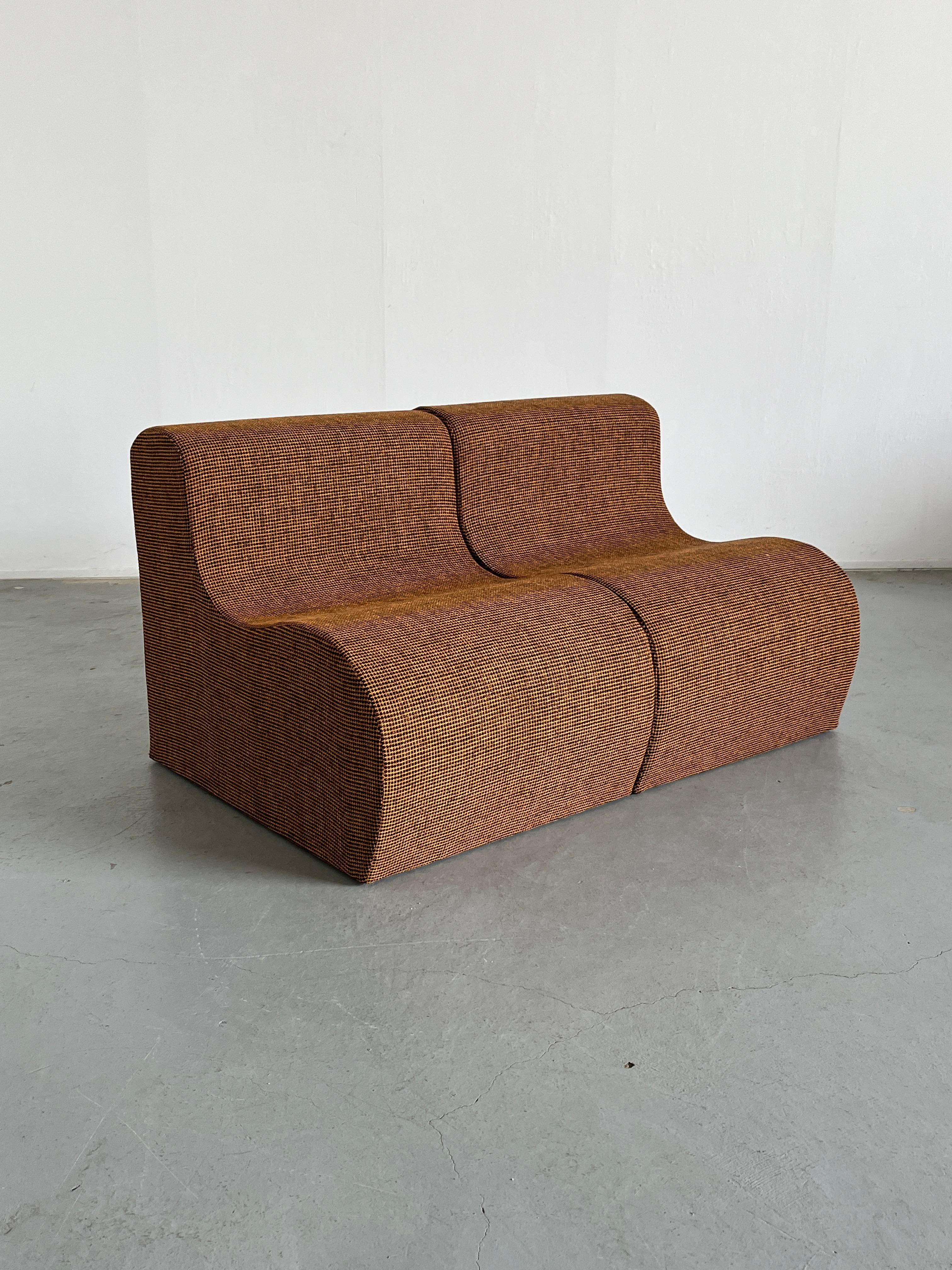 Pair of Vintage Italian Mid-Century Lounge Chairs in Checkered Fabric ...