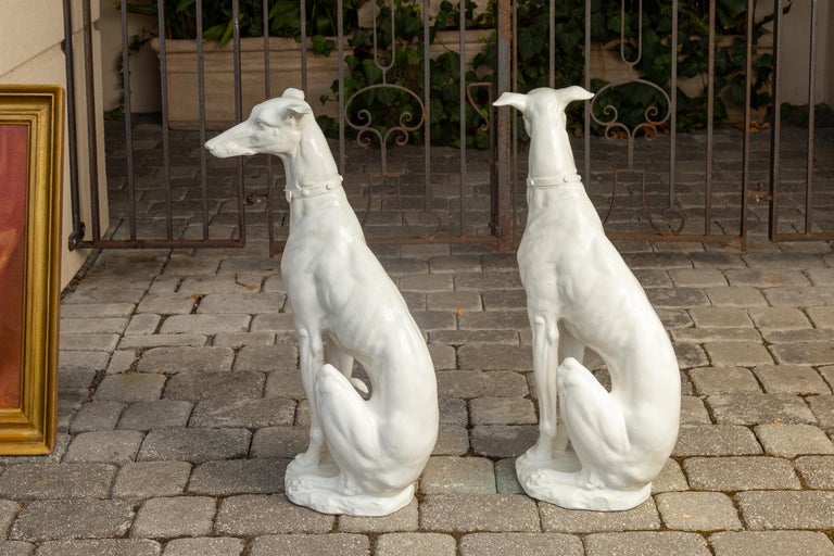 Pair of Vintage Italian Midcentury Porcelain Greyhound Dogs Sitting on ...