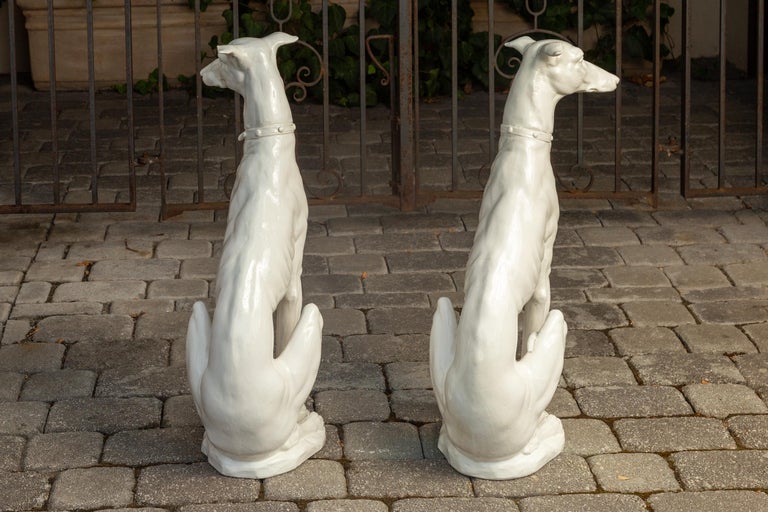 Pair of Vintage Italian Midcentury Porcelain Greyhound Dogs Sitting on ...