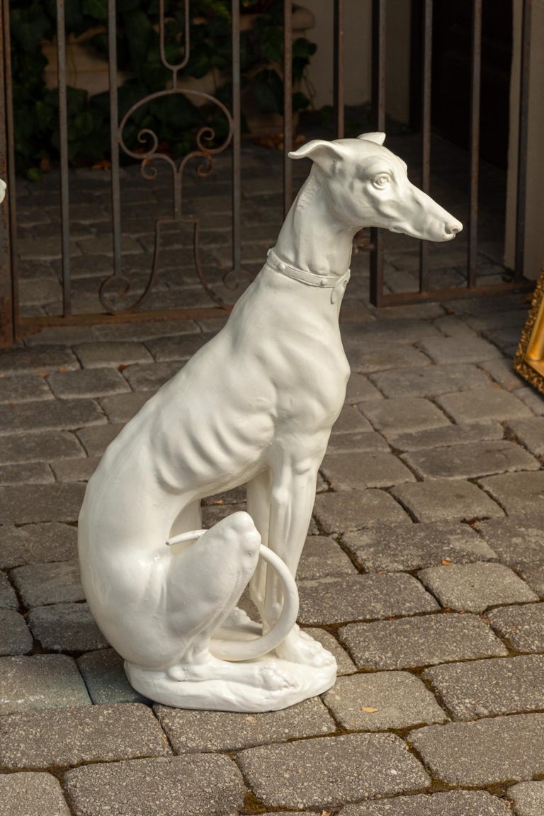 Pair of Vintage Italian Midcentury Porcelain Greyhound Dogs Sitting on ...
