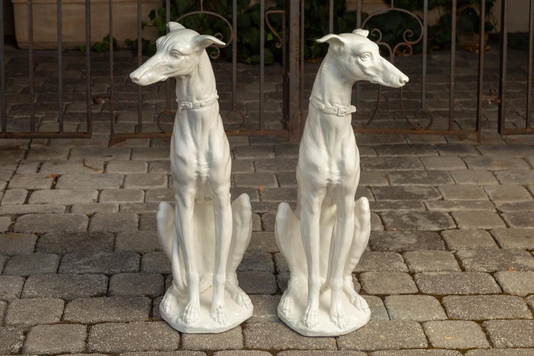 Pair of Vintage Italian Midcentury Porcelain Greyhound Dogs Sitting on ...