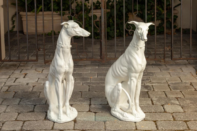 Pair of Vintage Italian Midcentury Porcelain Greyhound Dogs Sitting on ...