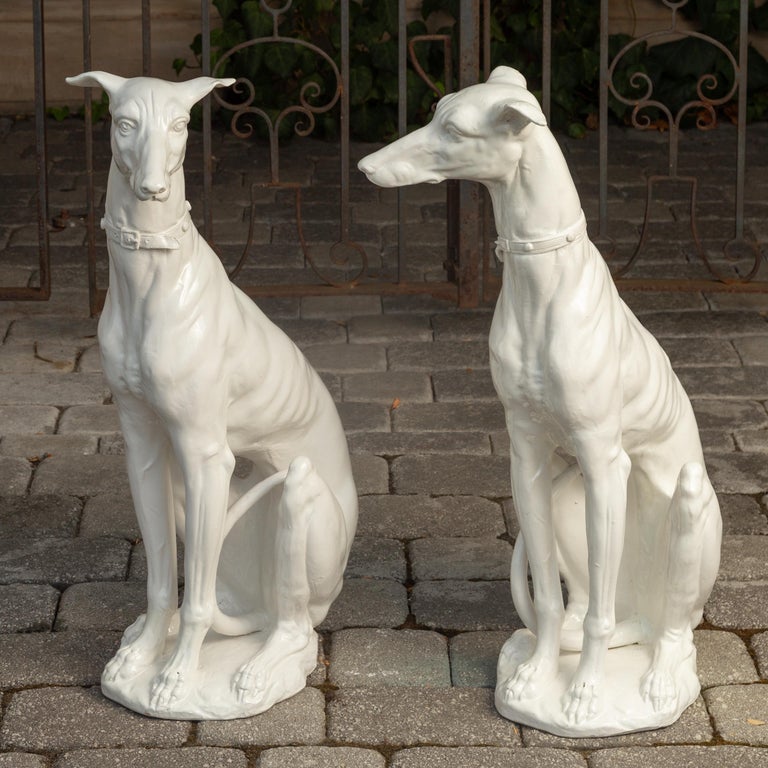 Pair of Vintage Italian Midcentury Porcelain Greyhound Dogs Sitting on ...