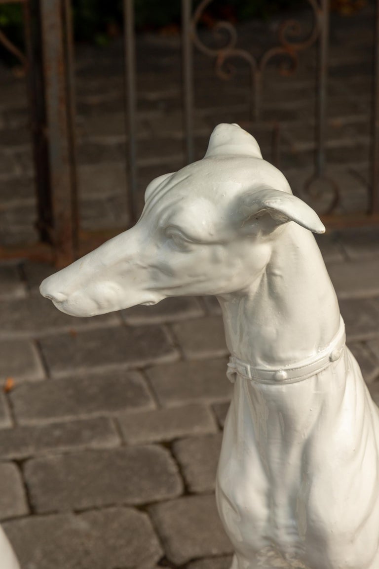 Pair of Vintage Italian Midcentury Porcelain Greyhound Dogs Sitting on ...