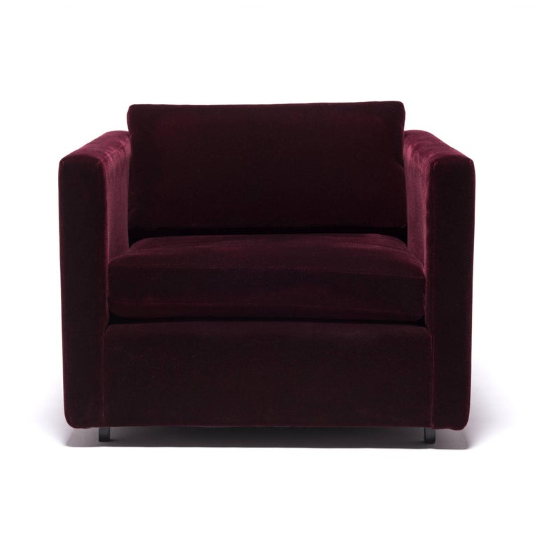 Pair of Vintage Knoll "Pfister" Lounge Chairs in Deep Red Mohair For ...