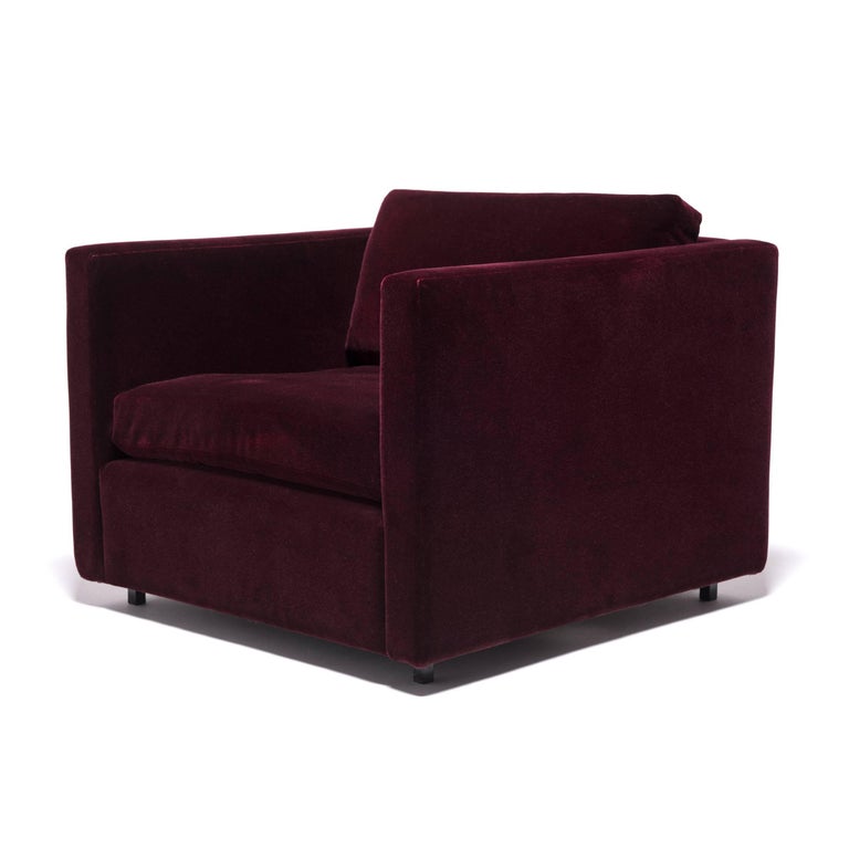 Pair of Vintage Knoll "Pfister" Lounge Chairs in Deep Red Mohair For ...