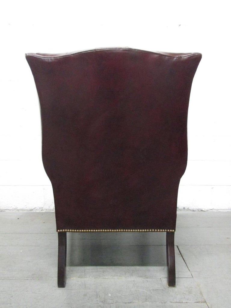 Pair of Vintage Leather Tufted Wingback Chairs For Sale at 1stDibs