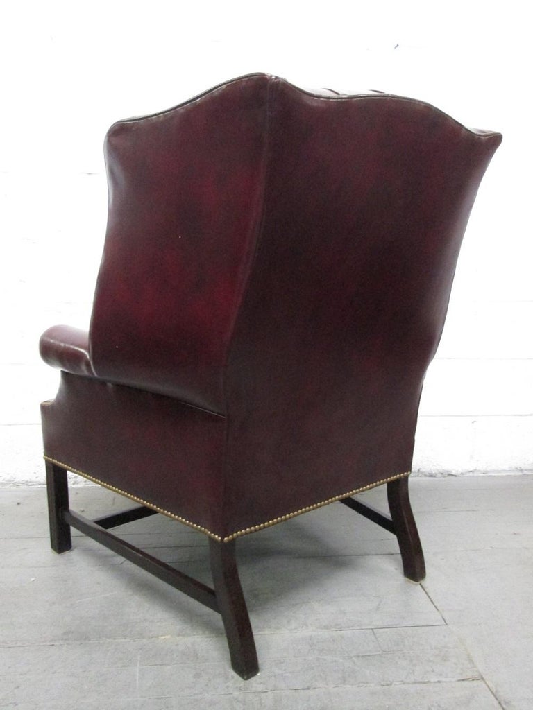Pair of Vintage Leather Tufted Wingback Chairs For Sale at 1stDibs