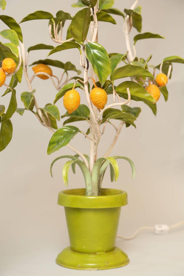 Pair of Vintage Lemon Tree Lamps at 1stDibs | lemon lamp