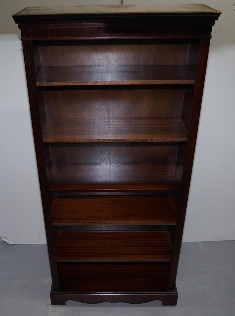 Pair of Vintage Hardwood Framed Library Bookcases on Wheels Adjustable ...