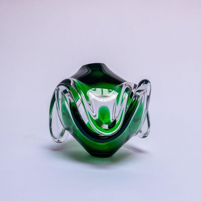 Pair of Vintage Massive Italian Made Sculptures in Clear and Green ...