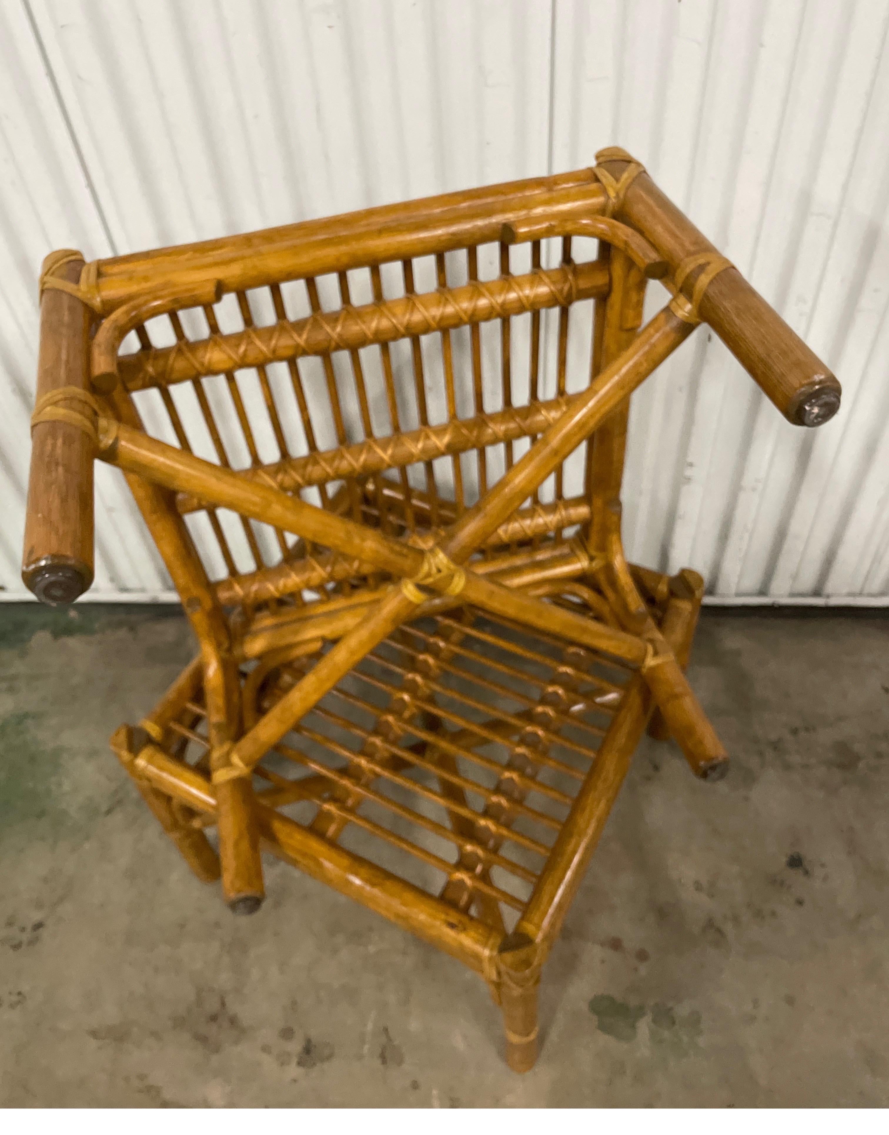 Pair of Vintage Mc Guire Rattan and Bamboo Footstools For Sale at 1stDibs
