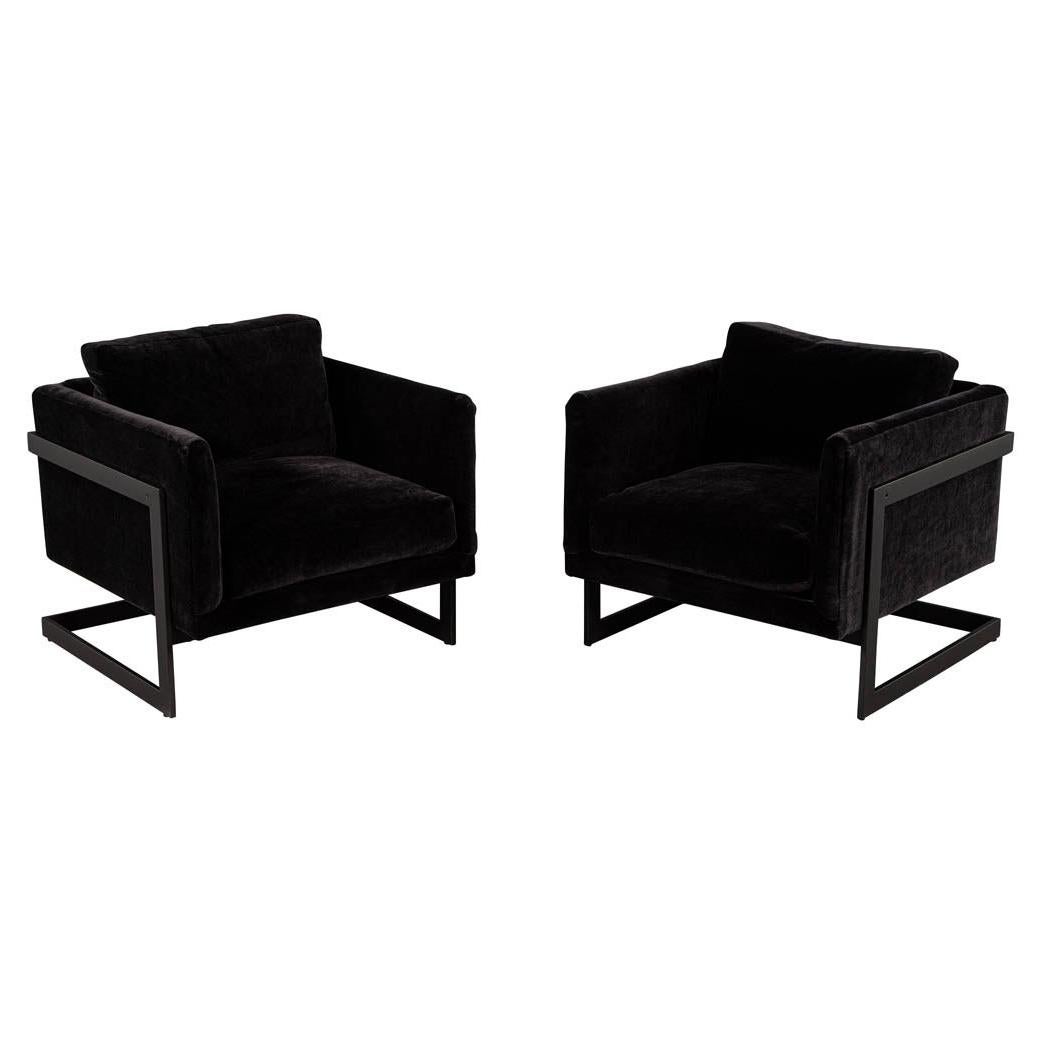 Pair of Mid Century Lounge Chairs with Vintage Chinoiserie Fabric at ...