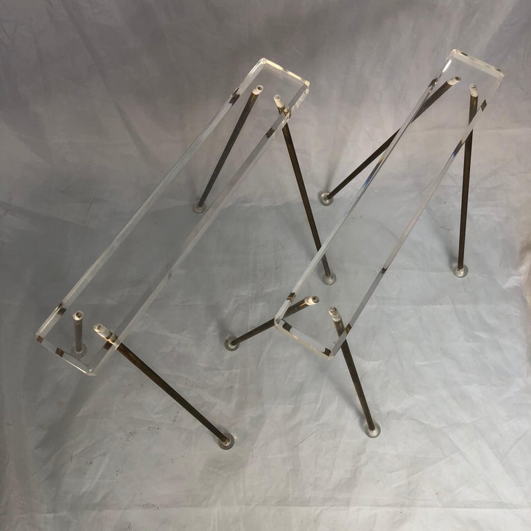 Pair Of Vintage Mid-Century Modern Brass And Lucite Stands Or Tray ...