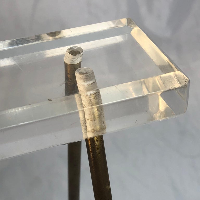 Pair Of Vintage Mid-Century Modern Brass And Lucite Stands Or Tray ...