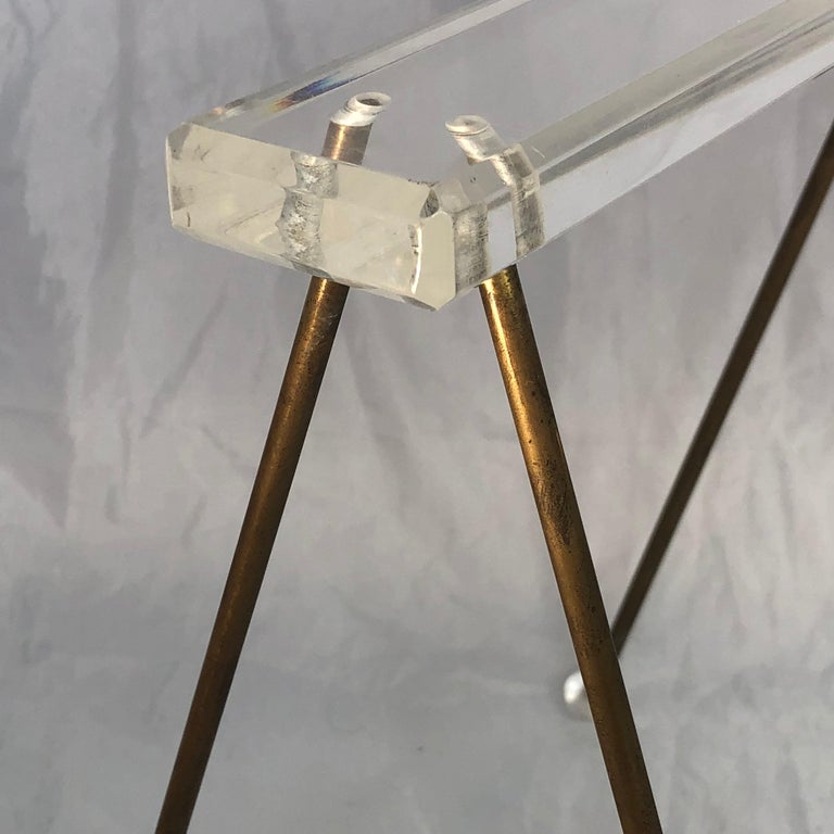 Pair Of Vintage Mid-Century Modern Brass And Lucite Stands Or Tray ...