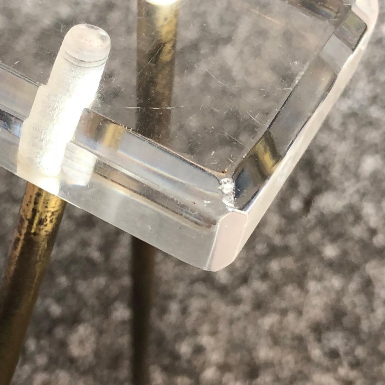 Pair Of Vintage Mid-Century Modern Brass And Lucite Stands Or Tray ...