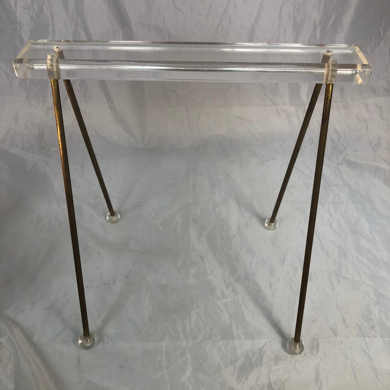 Pair Of Vintage Mid-Century Modern Brass And Lucite Stands Or Tray ...