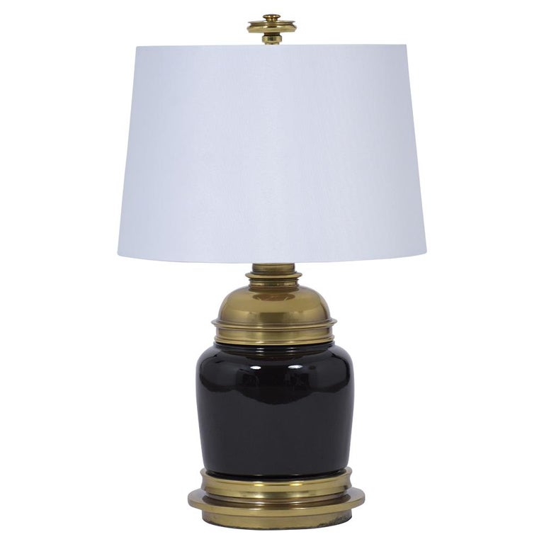 Vintage Mid-Century Modern Black Brass Table Lamps For Sale at 1stDibs