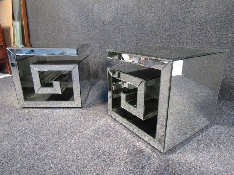 Pair of Vintage Mirrored End Tables at 1stDibs