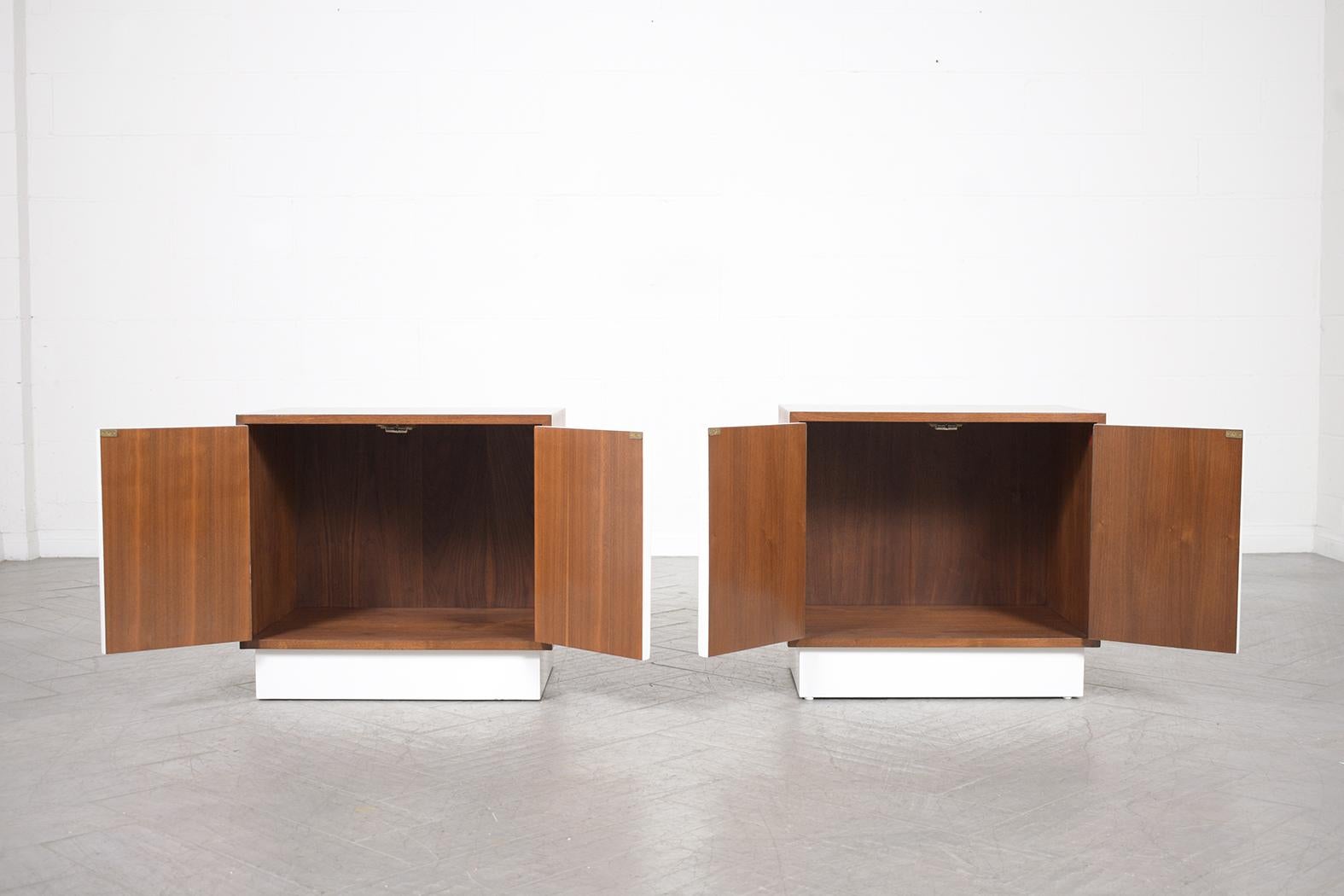 Restored Mid-Century Modern Brown Saltman Nightstands: A Vintage Walnut ...