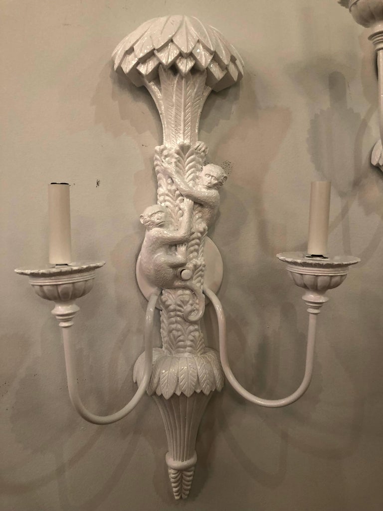 Pair of Vintage Monkey Wall Light Sconces Palm Leaf at 1stDibs | monkey ...