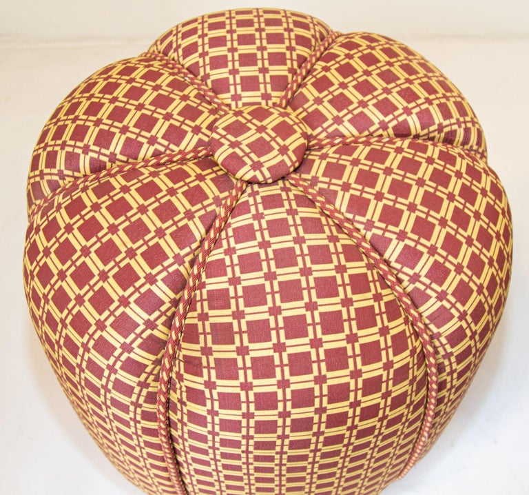 Pair of Vintage Moroccan Poufs Upholstered Round Stools For Sale at 1stDibs