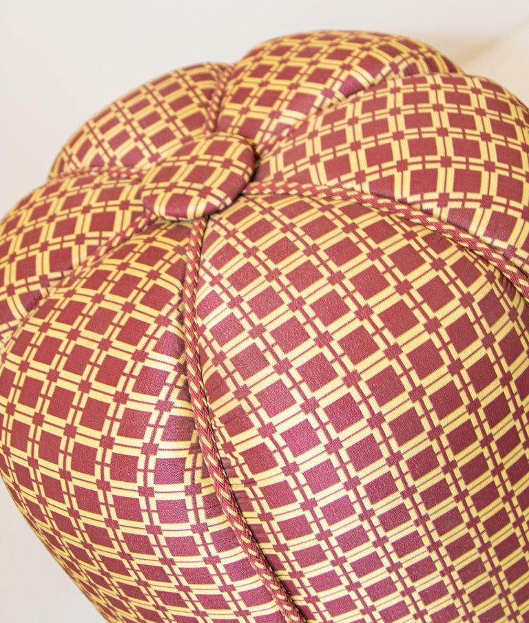 Pair of Vintage Moroccan Poufs Upholstered Round Stools For Sale at 1stDibs