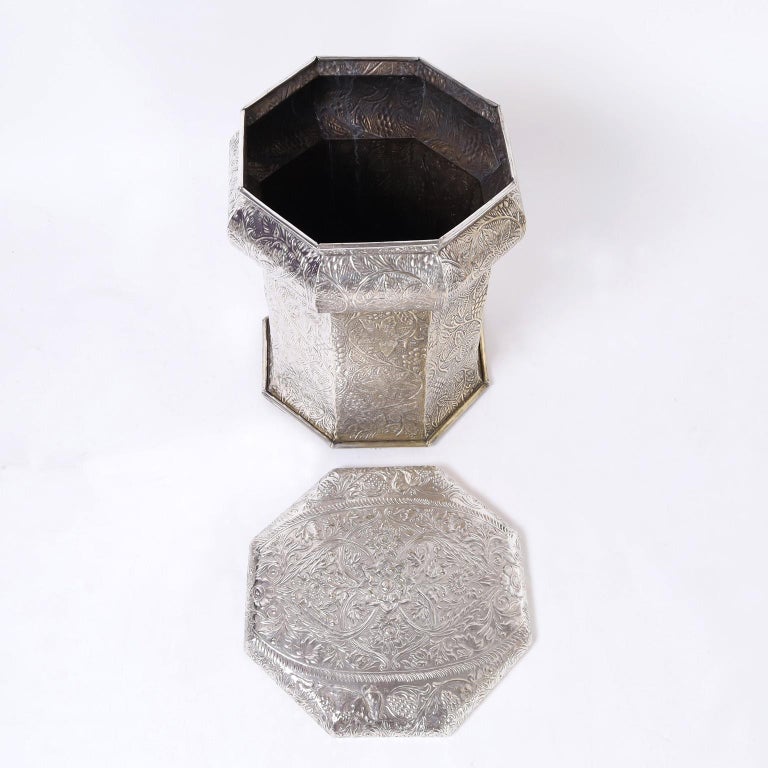 Pair of Vintage Moroccan Tin Storage Bins or Stands For Sale at 1stDibs
